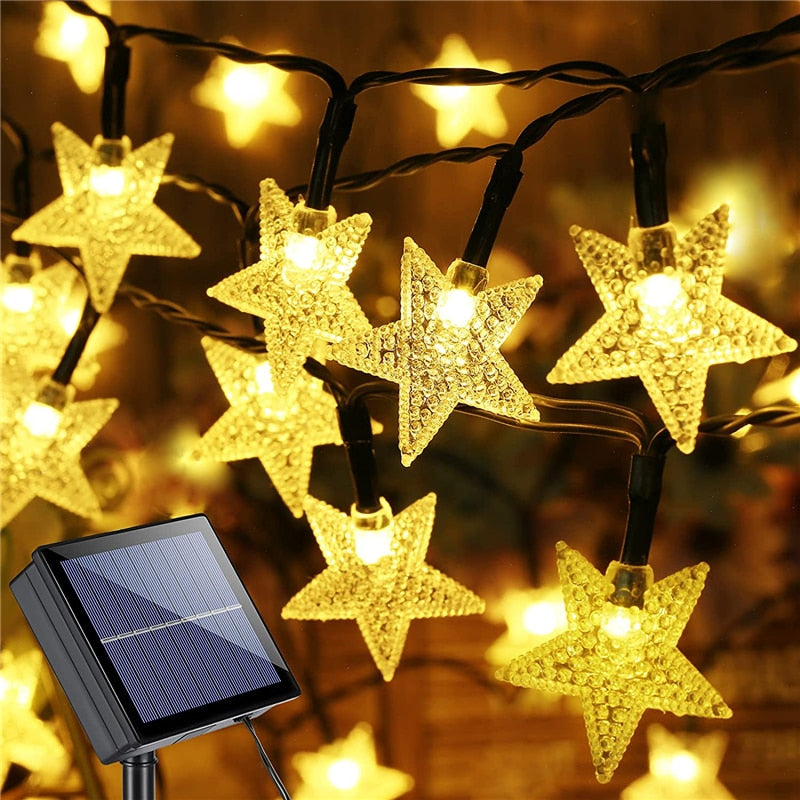 Solar Powered Star Shaped Fairy Twinkle Lights Set | Yard Lit